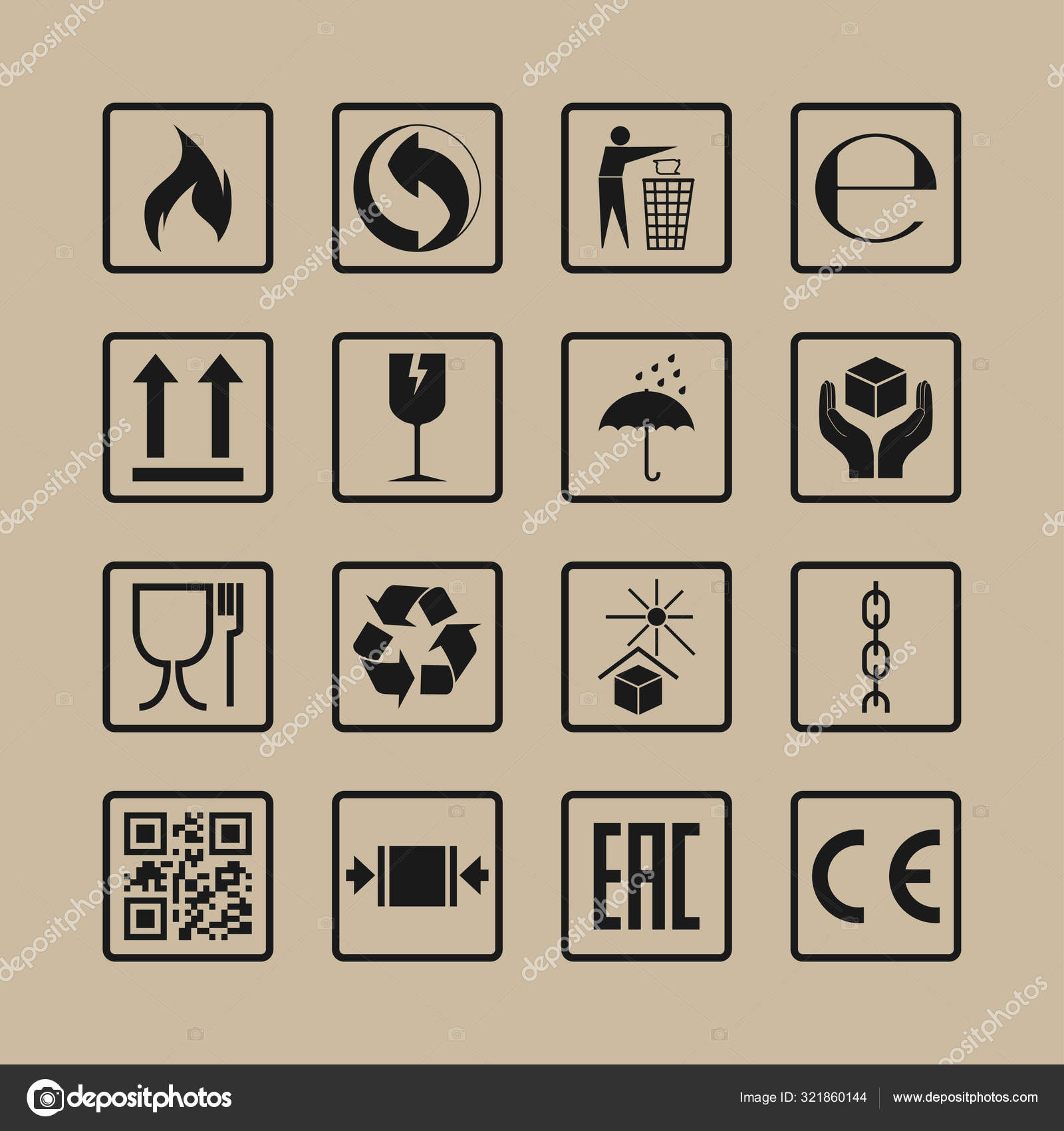 Packaging icons, package signs set. Vector illustration, flat design. — Stock Vector ...
