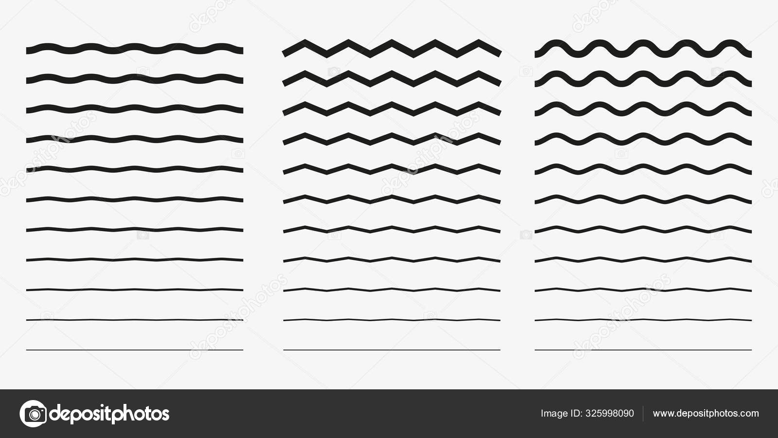 Wave, wavy - curved and zig zag icon set. Vector illustration, flat ...