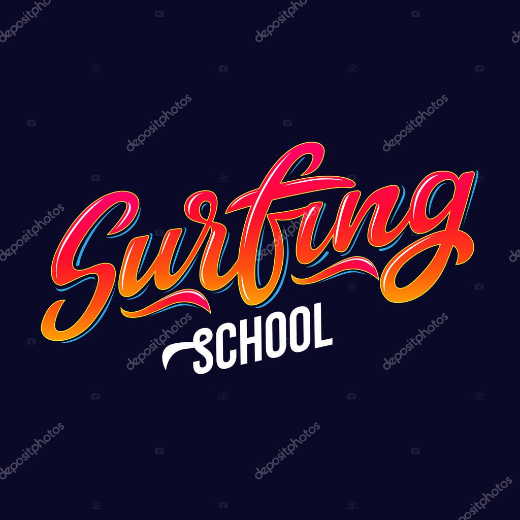 Texto de la escuela de surf para logotipo, desgaste, campamento ...