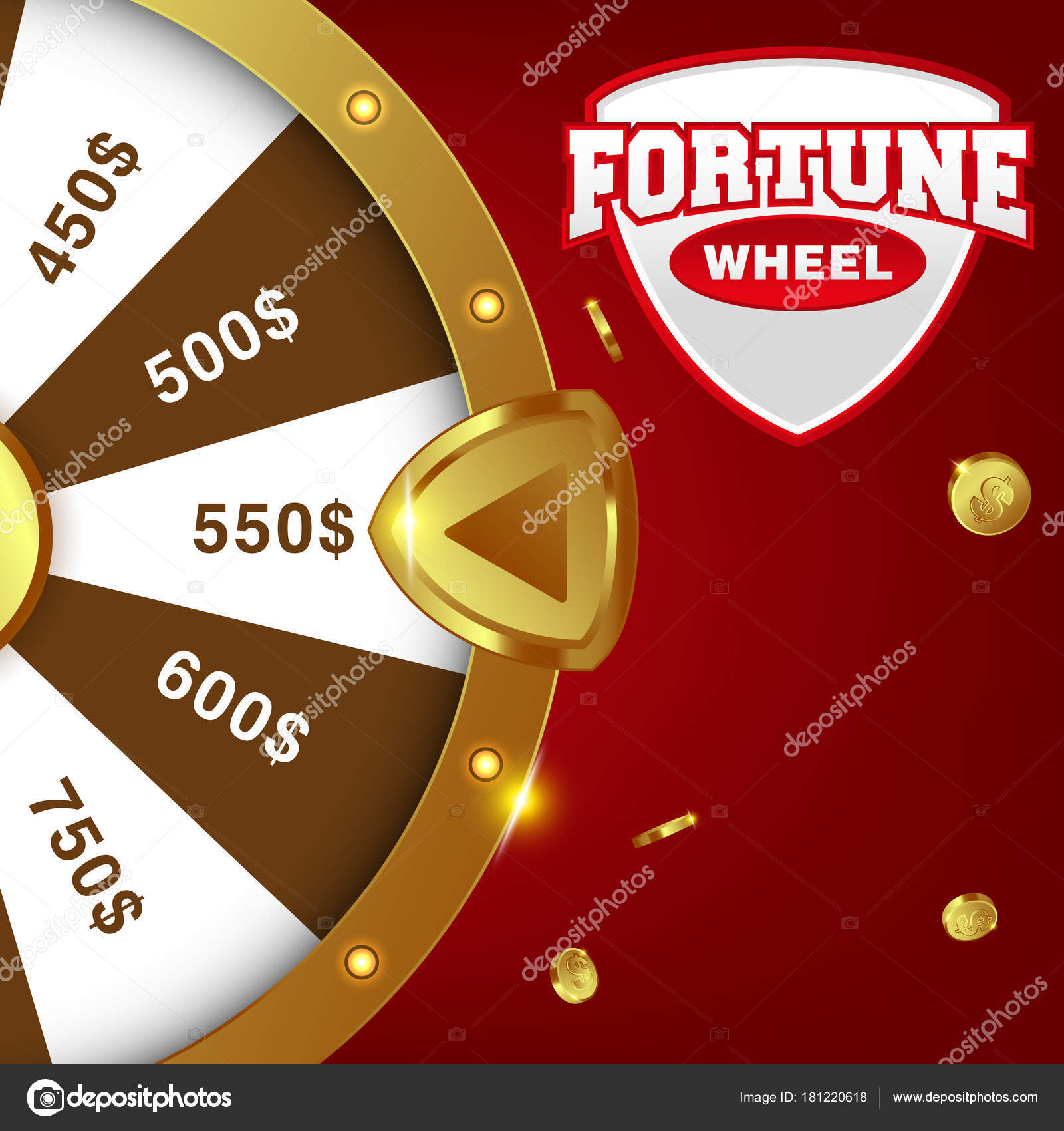 Realistic Spinning Fortune Wheel Lucky Roulette Vector Illustration ...