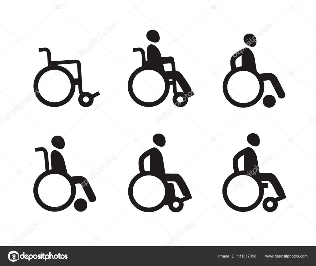 Silla de ruedas o inválido discapacitado. Set de iconos. Símbolo vector ...