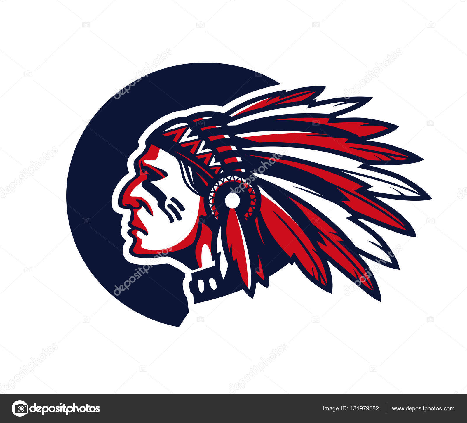 Face of indian chief. Vector illustration Stock Vector Image by ...