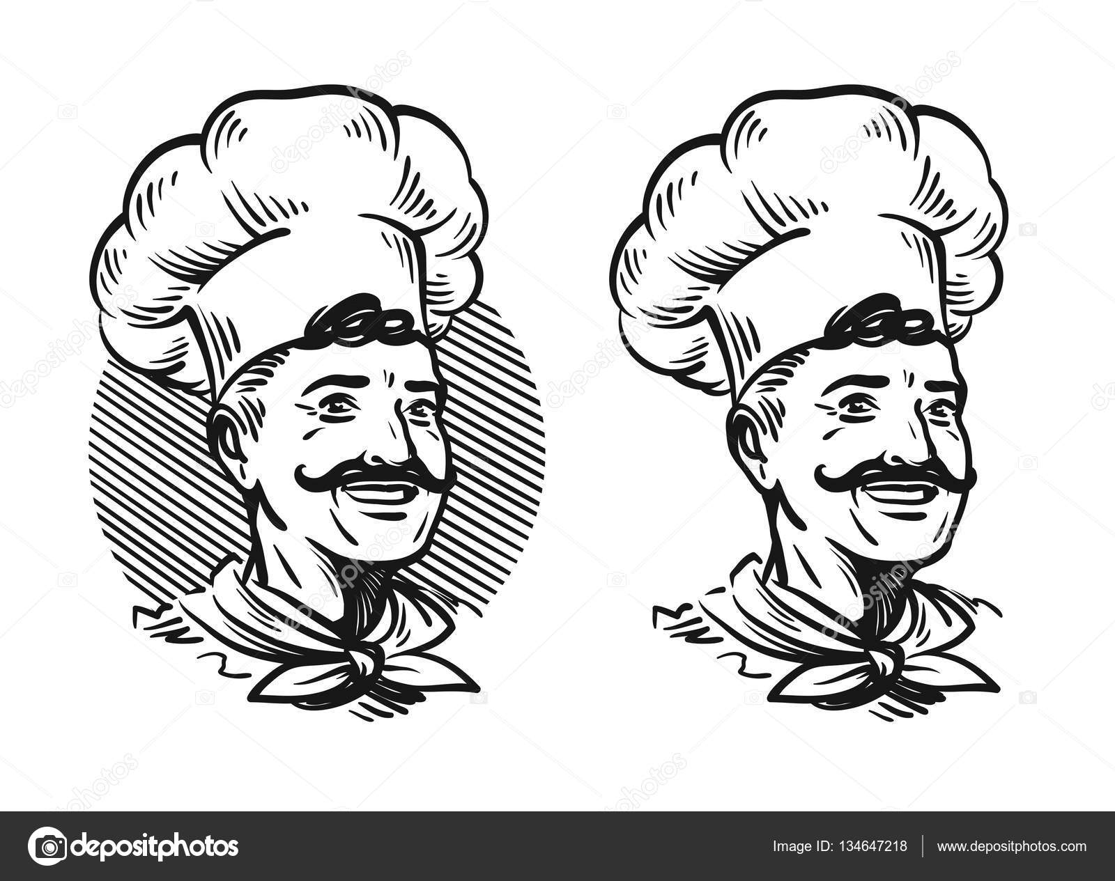 Portrait of happy chef. Element for design menu restaurant or cafe ...