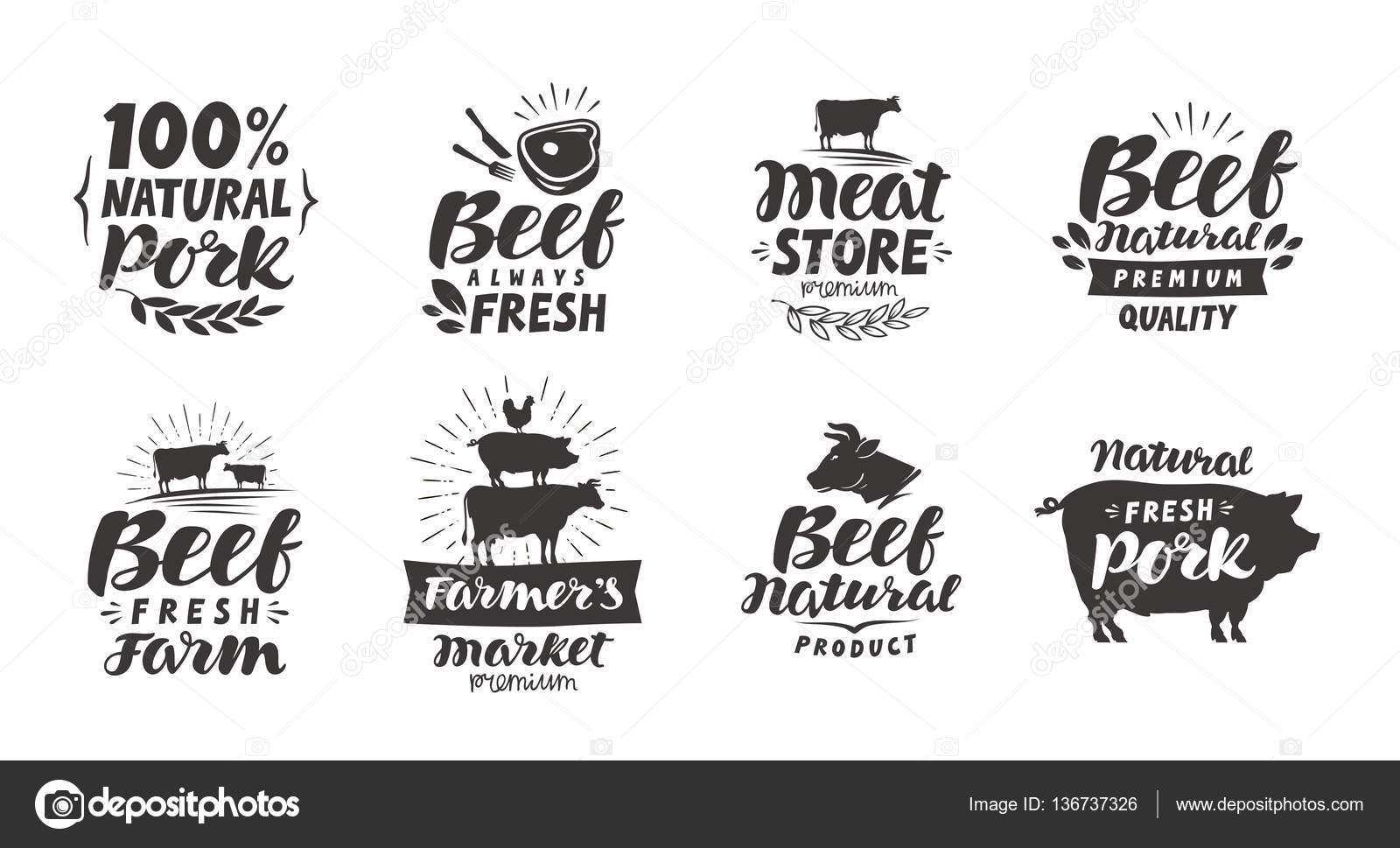 Vector set of meat labels, badges and icons. Collection elements for ...
