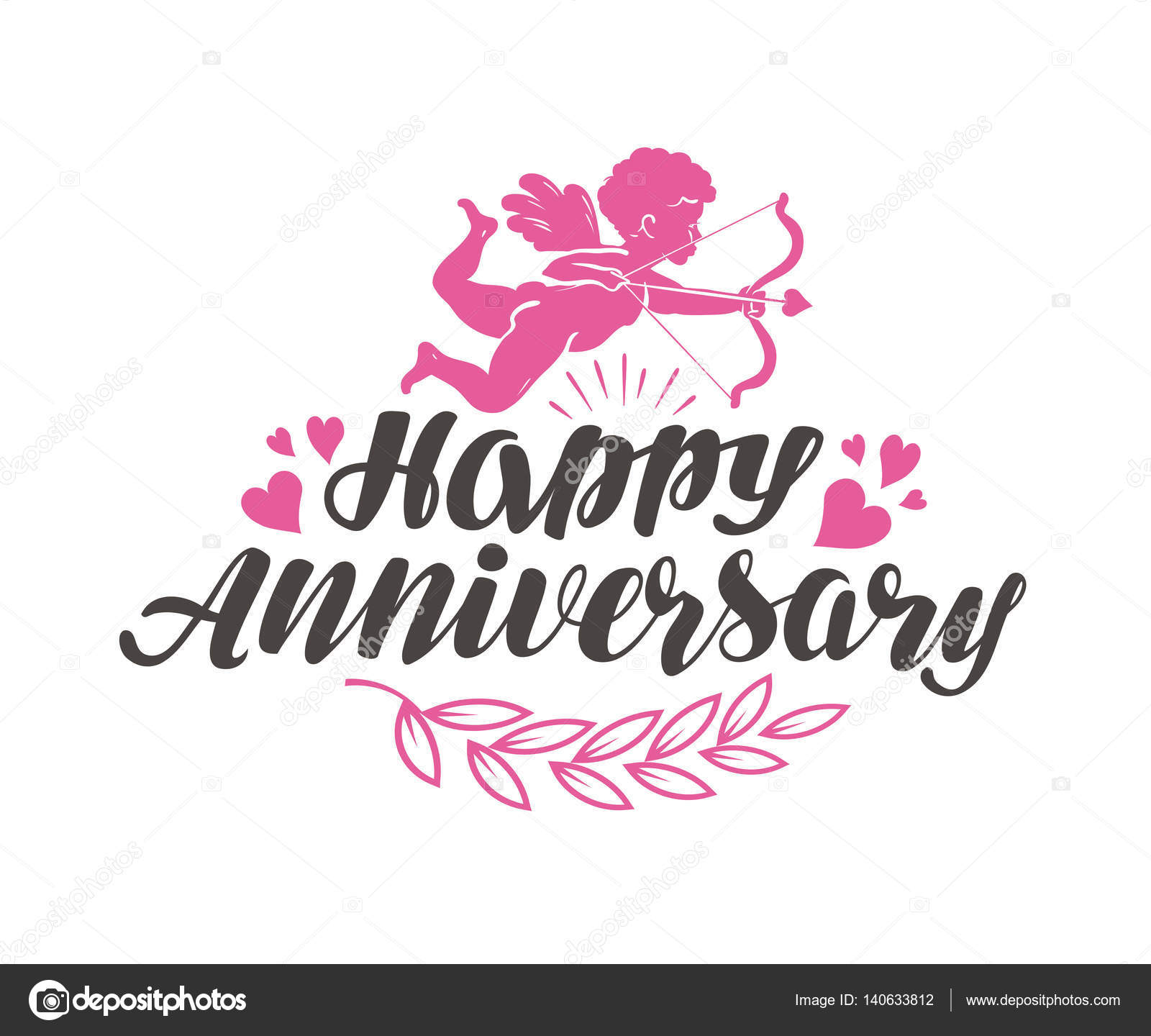 Happy Anniversary. Label with beautiful lettering, calligraphy. Vector ...