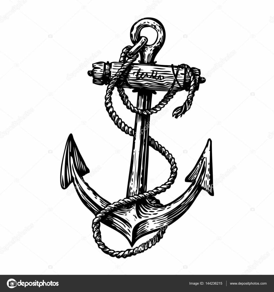 Anchor With Rope Outline