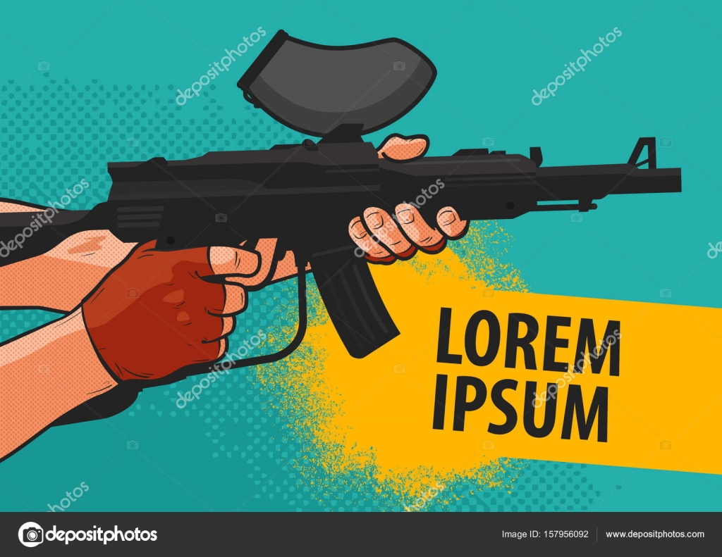 Paintball banner. Cartoon comics vector illustration Stock Vector Image ...