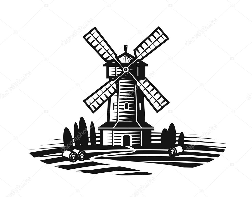 Disegno Del Mulino A Vento Della Fattoria