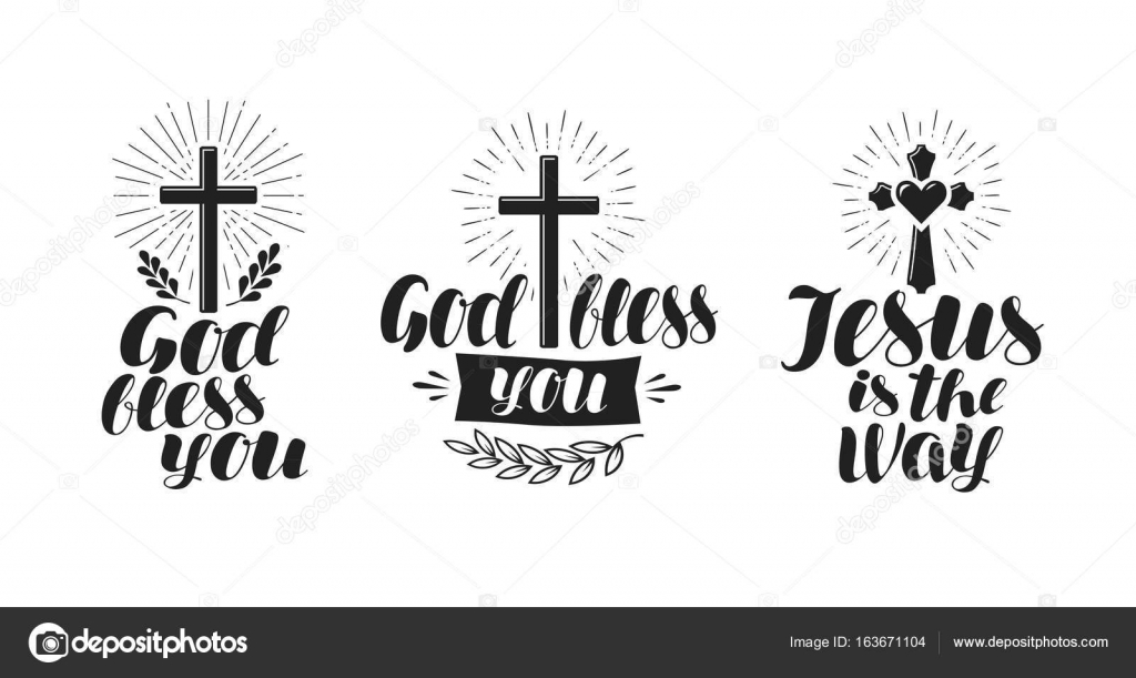 Religion, cross, crucifixion icon or symbol. Lettering, calligraphy ...