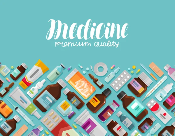 Apotik, logo toko obat atau label. Obat-obatan, simbol pengobatan ...