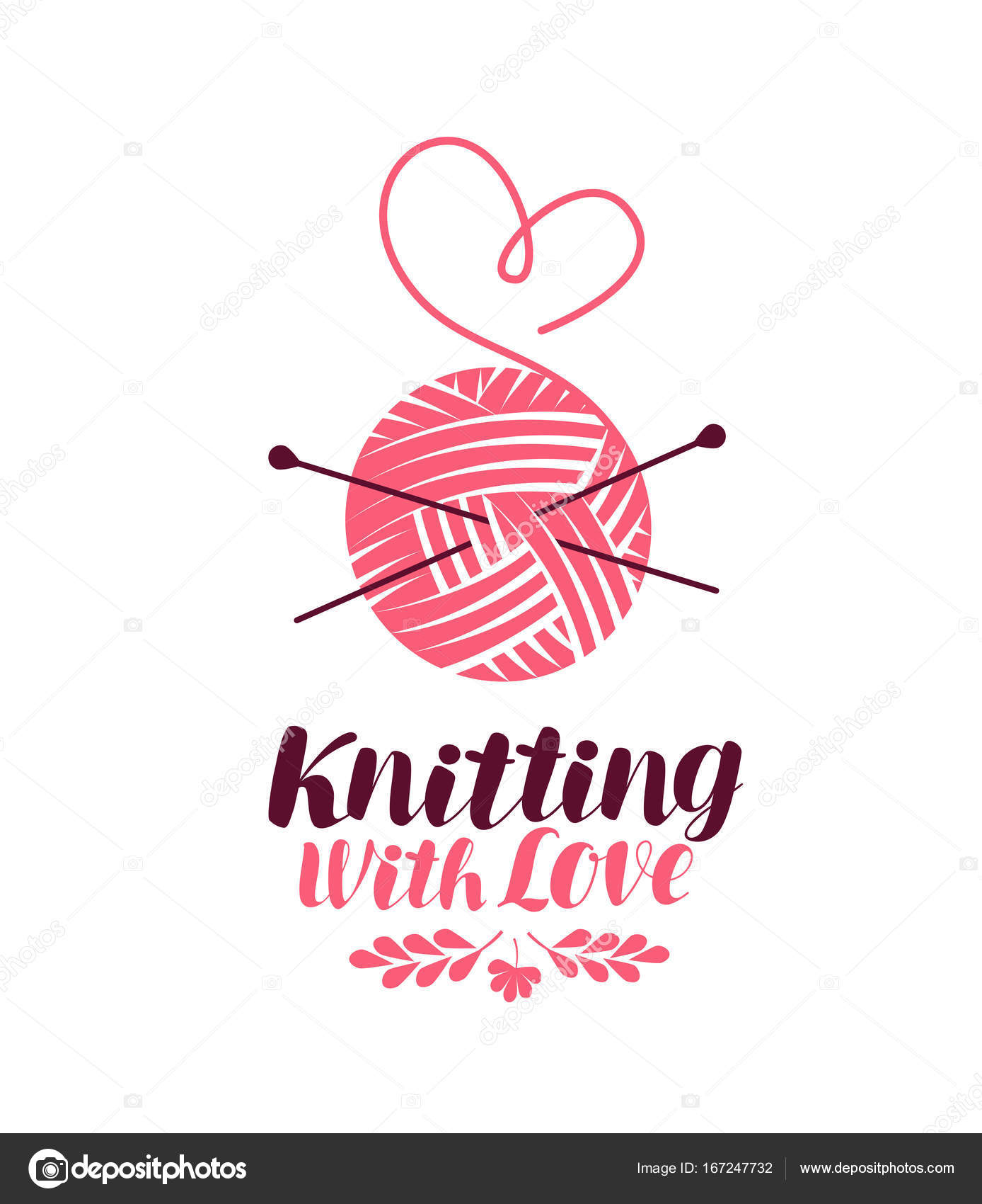 Knitting logo or symbol. Ball of yarn with needles, knit icon ...
