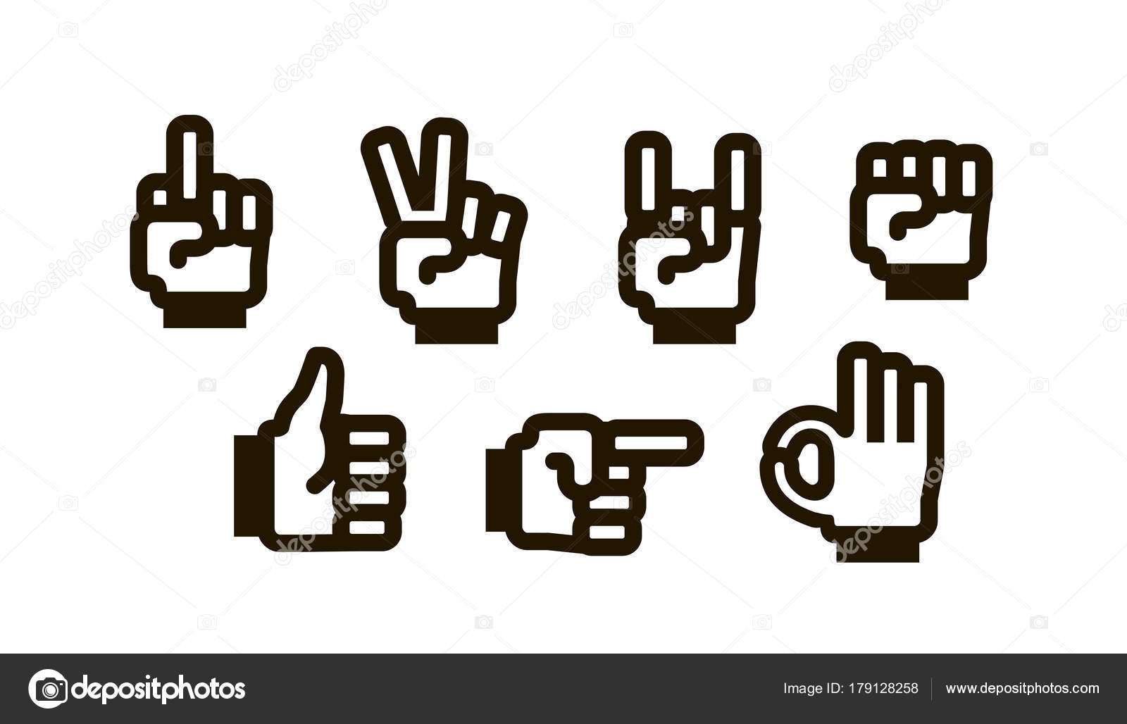 Hand gesture set of icons. Gesturing symbol. Vector illustration Stock ...