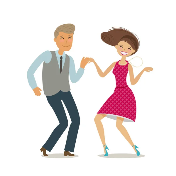 Pareja feliz bailando giro. Ilustraci n vectorial de dibujos animados ...