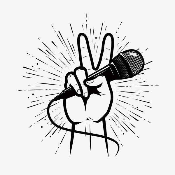 Micr fono en la mano. M sica, s mbolo de la canci n. Ilustraci n vectorial 2024