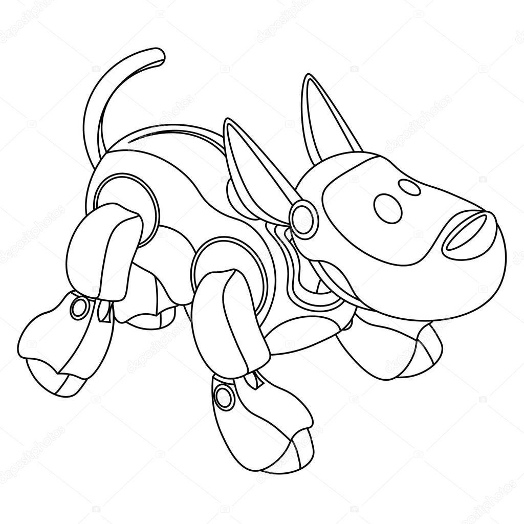 Páginas para colorear para perros robot. Ilustración vectorial sobre el ...