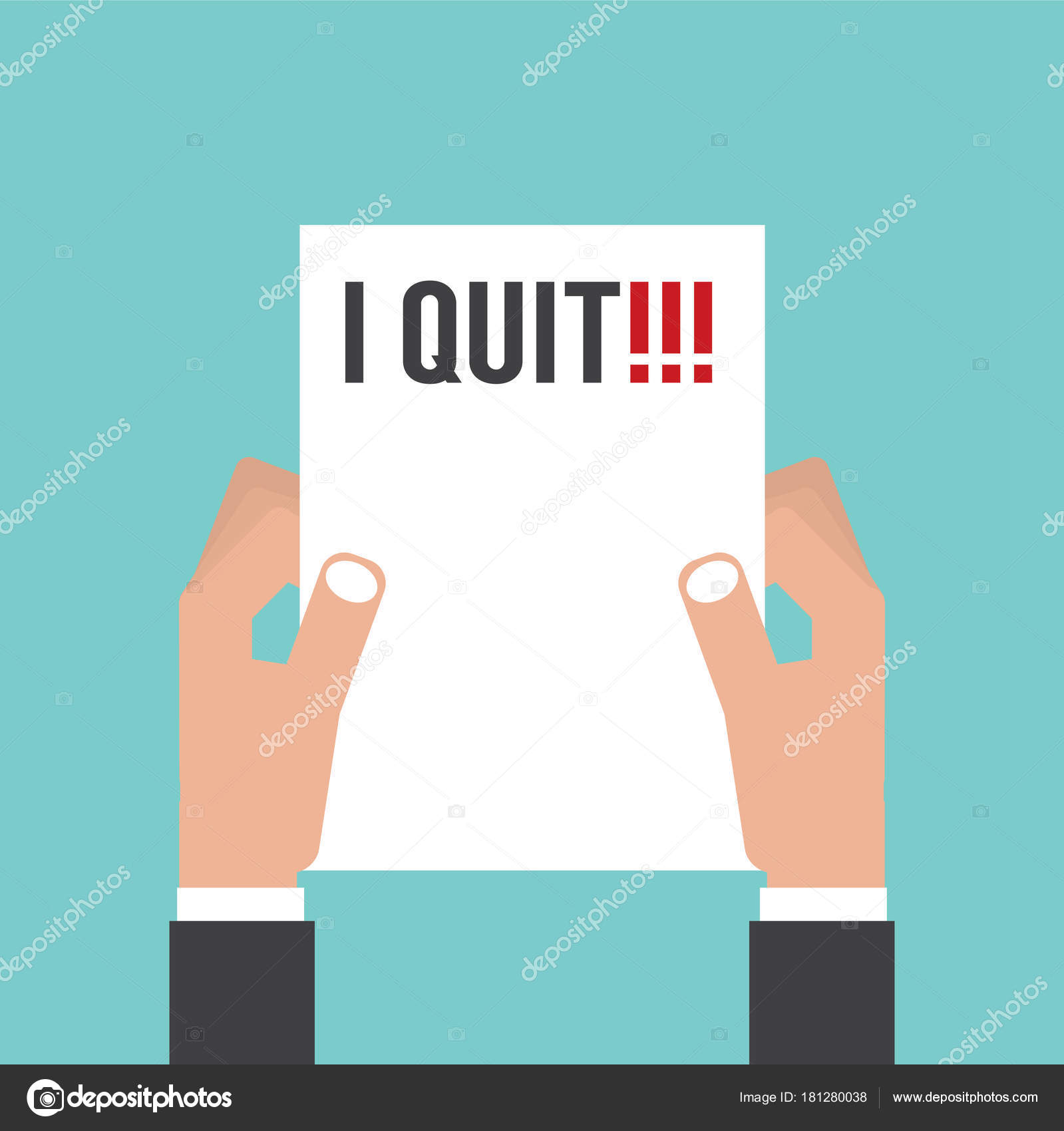 Sobres de mano con texto Renuncio al trabajo. Carta de renuncia ...