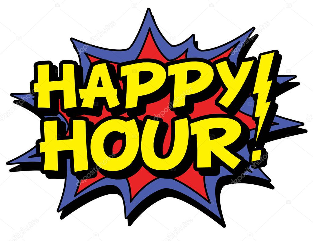 Happy Hour Comic Burst White Background — Stock Vector © scotferdon ...