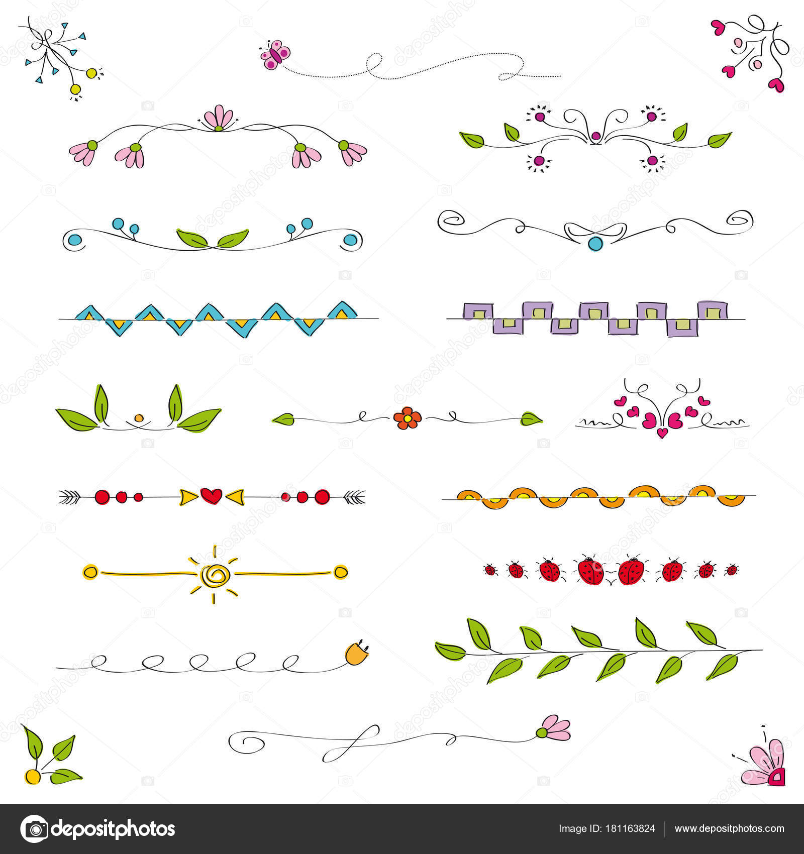 Conjunto de bordes lineales ornamentales (divisores ) Vector de stock ...