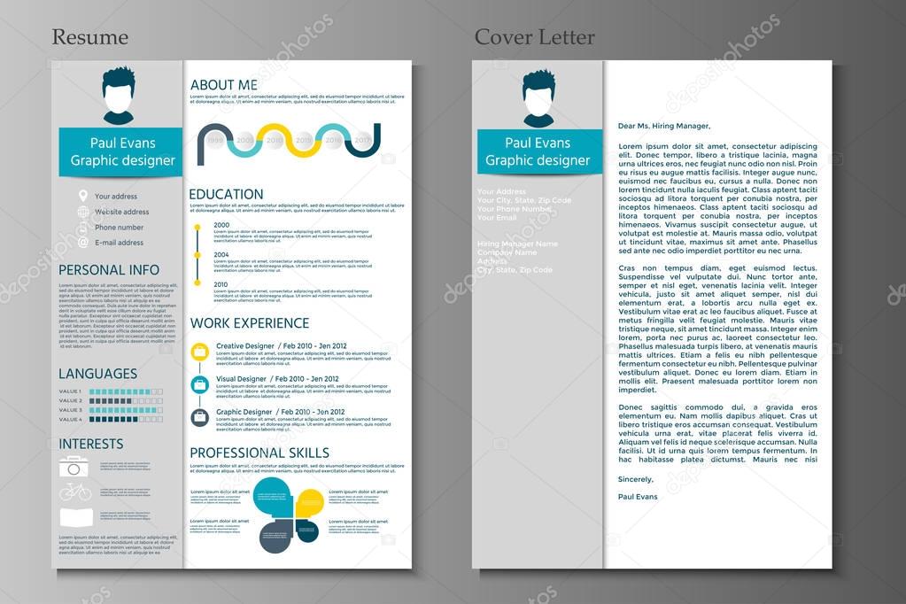 Plantilla de CV colorida en diseño de estilo plano. Conjunto de CV ... Plantilla de CV colorida en diseño de estilo plano. Conjunto de CV ...