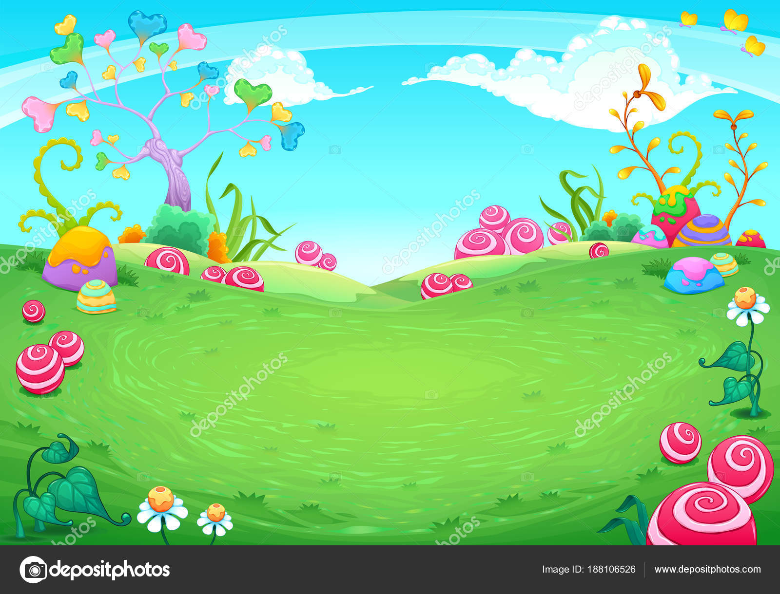 Paisaje con elementos naturales de fantasía Stock Vector by ©ddraw ...