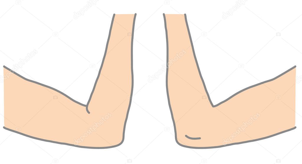 Codo izquierdo humano. Vista interior y exterior. 2022