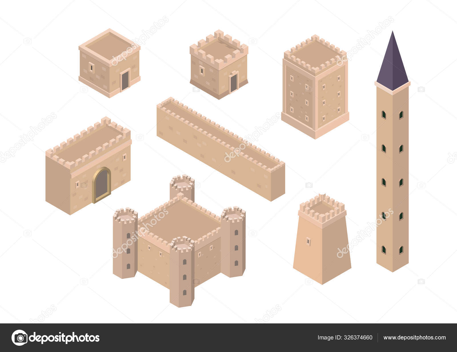 Isometric creation kit of medieval buildings Stock Vector by ... Isometric creation kit of medieval buildings Stock Vector by ...