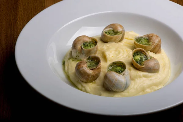 ready-made French snails in mashed potatoes - Stock Image - Everypixel