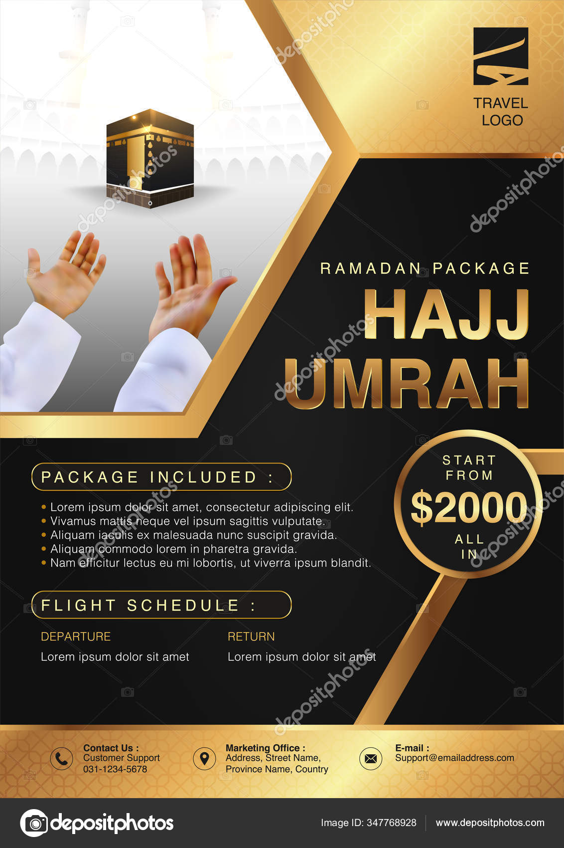 Islamic Ramadan Hajj Umrah Brochure Flyer Template Background Vector ...