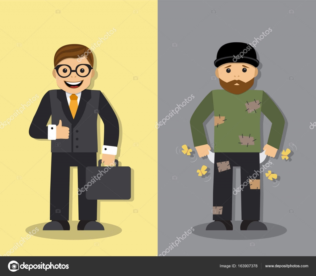 Happy Homeless Man Cartoon