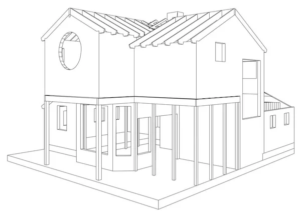 House structure architecture. Abstract drawing. Tracing illustration of ...