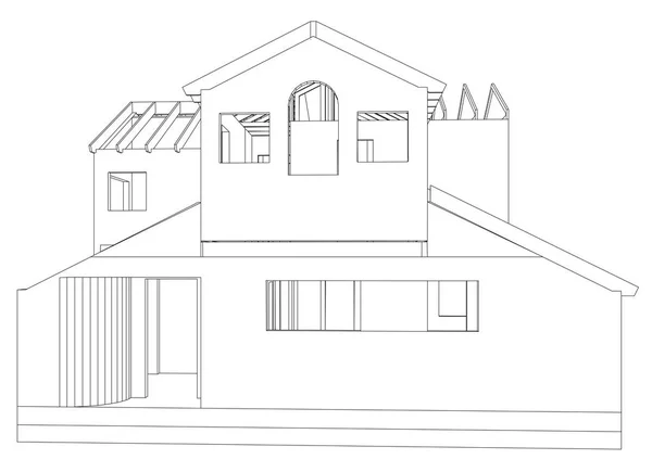 House structure architecture. Abstract drawing. Tracing illustration of ...