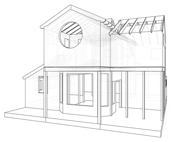 House structure architecture. Abstract drawing. Tracing illustration of ...