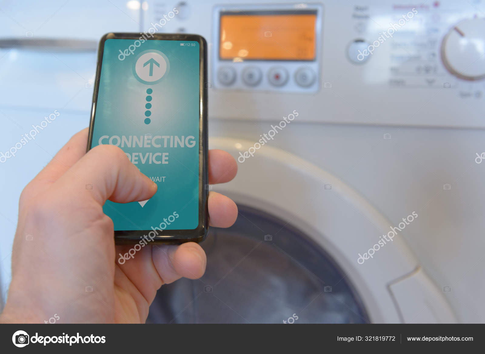 Connecting washing machine with smart phone — Stock Photo © Amaviael ... Connecting washing machine with smart phone — Stock Photo © Amaviael ...