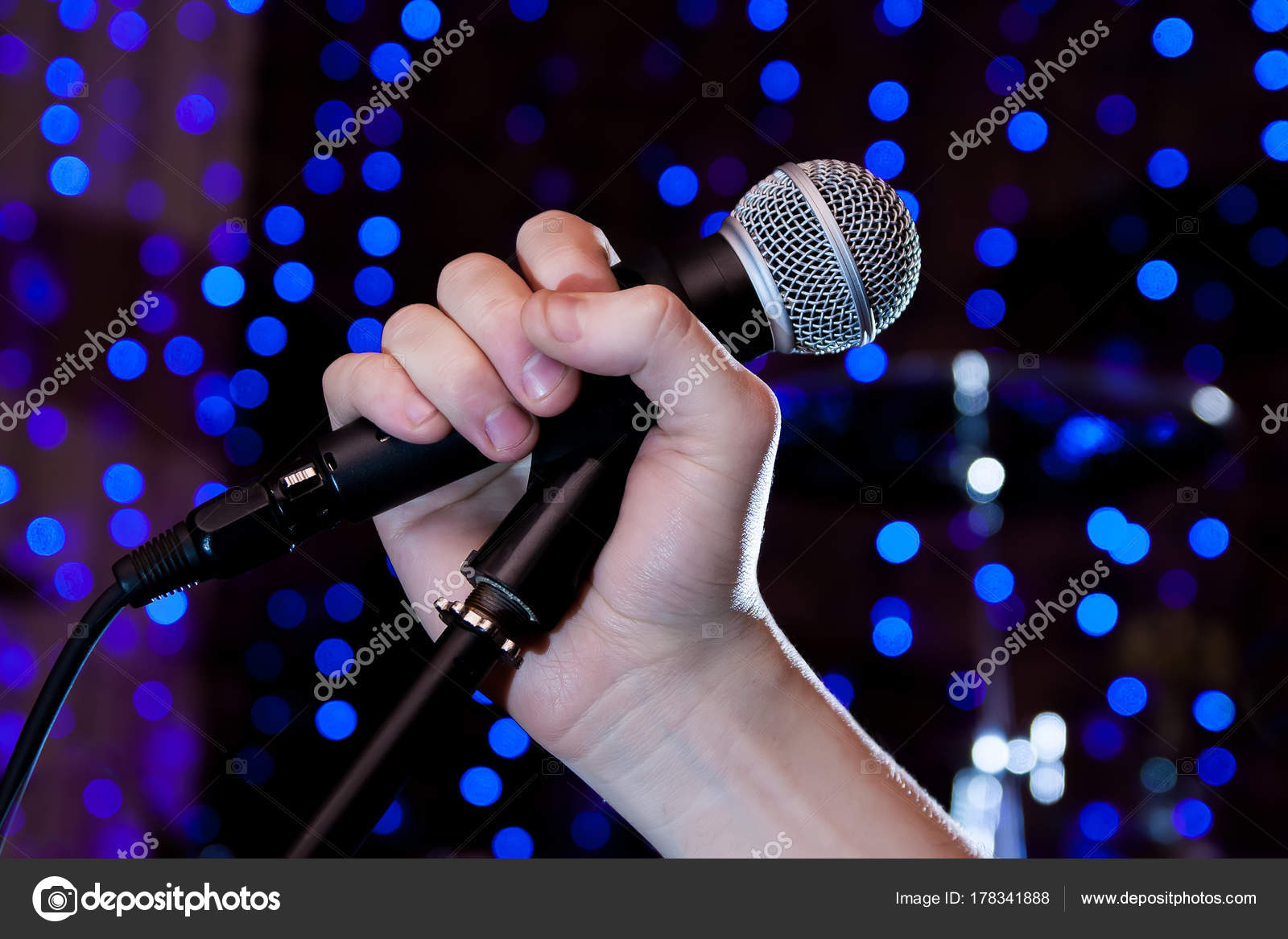 Microphone Hand Singer Stage — Stock Photo © DmytroTomson #178341888