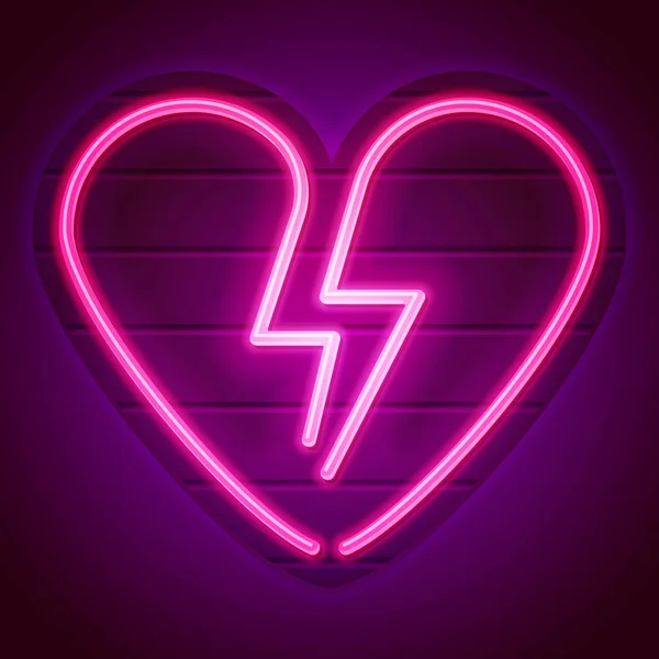 Broken Heart Neon Light Icon Heartbreak Glowing Sign Beak Vector ...