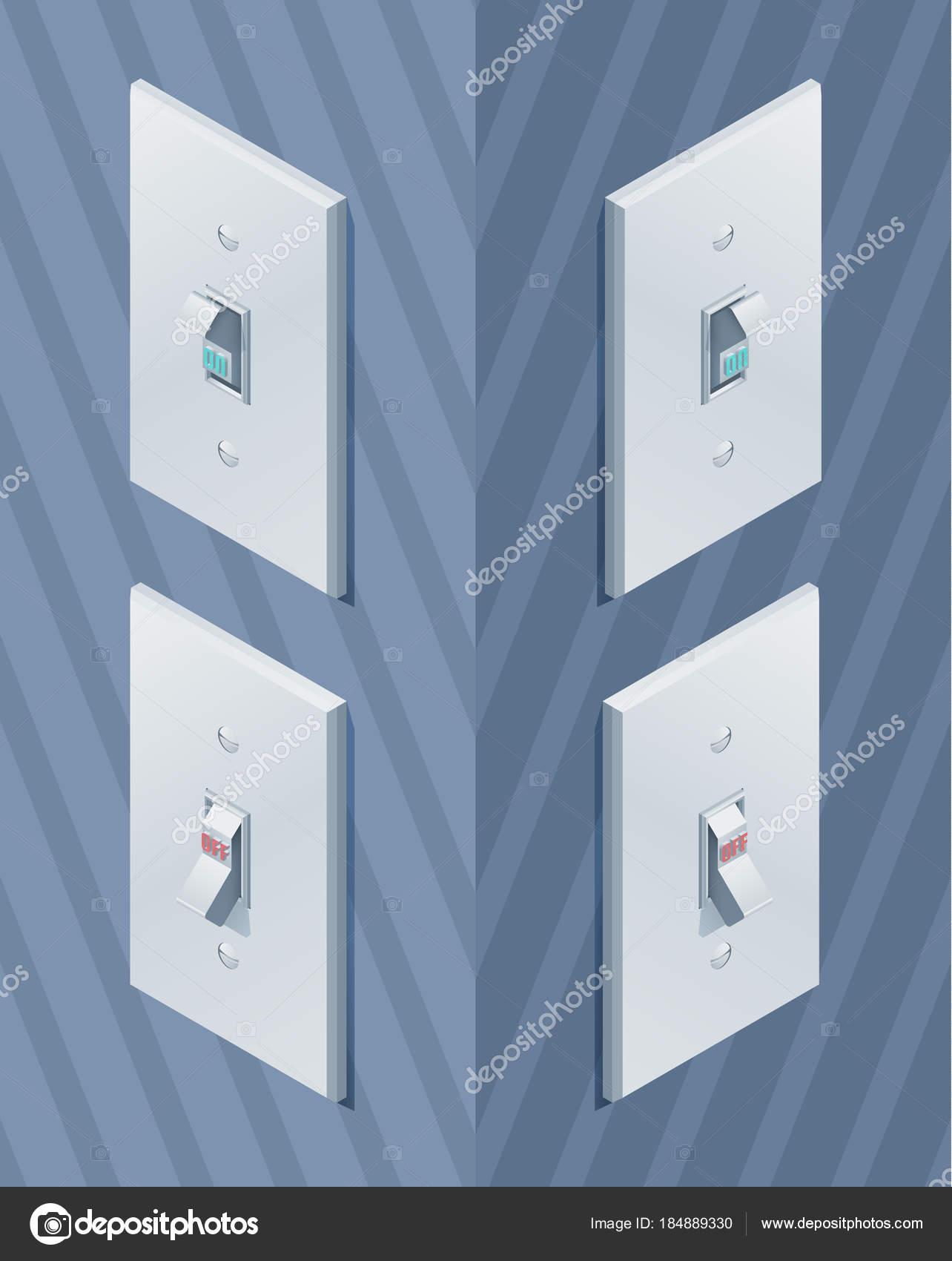 Isometric Light Wall Switch Modes Toggle Switch Eps10 Vector Stock ...