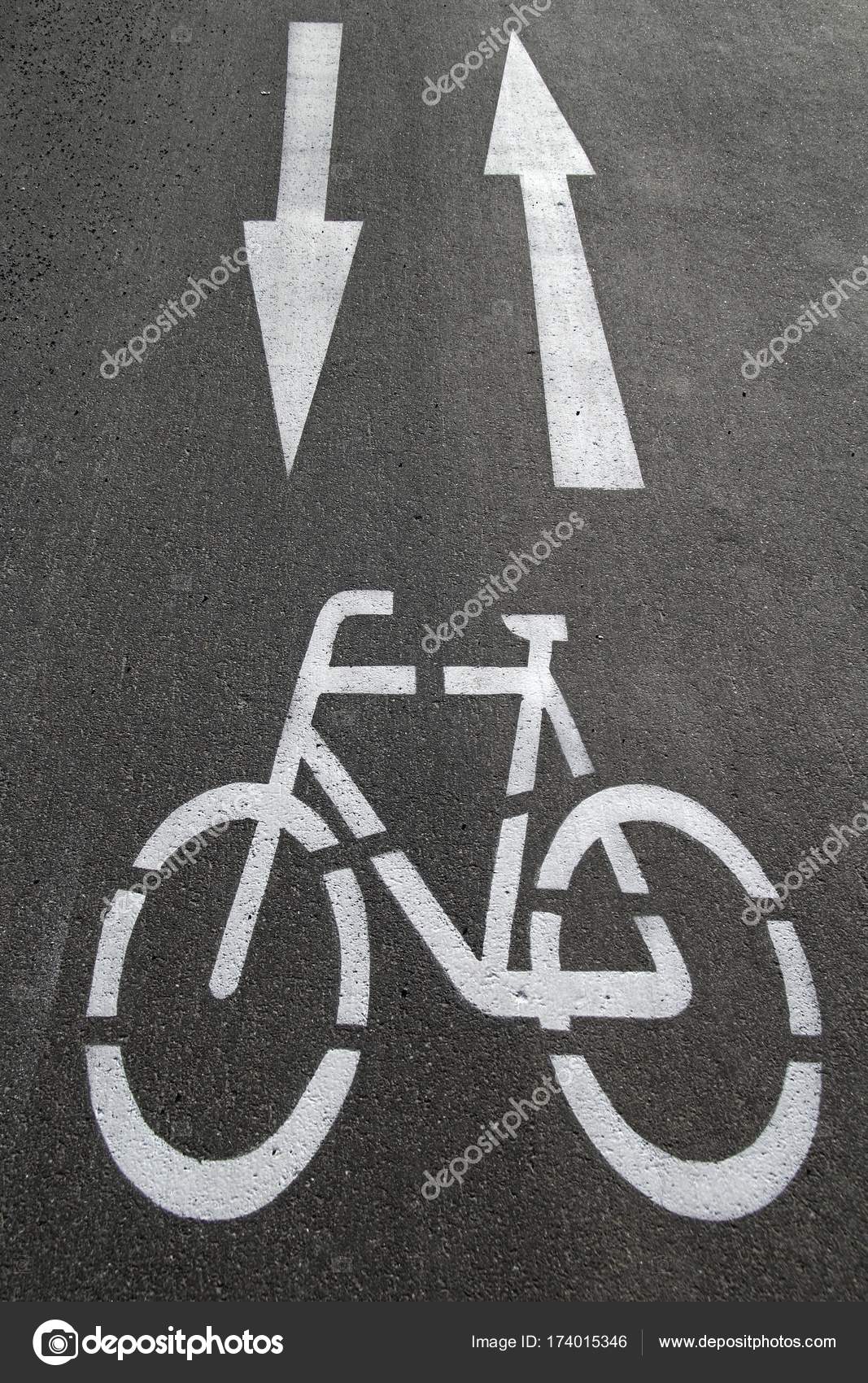 Cycle Path Directional Arrows Road Markings Asphalt Stock Photo by ...