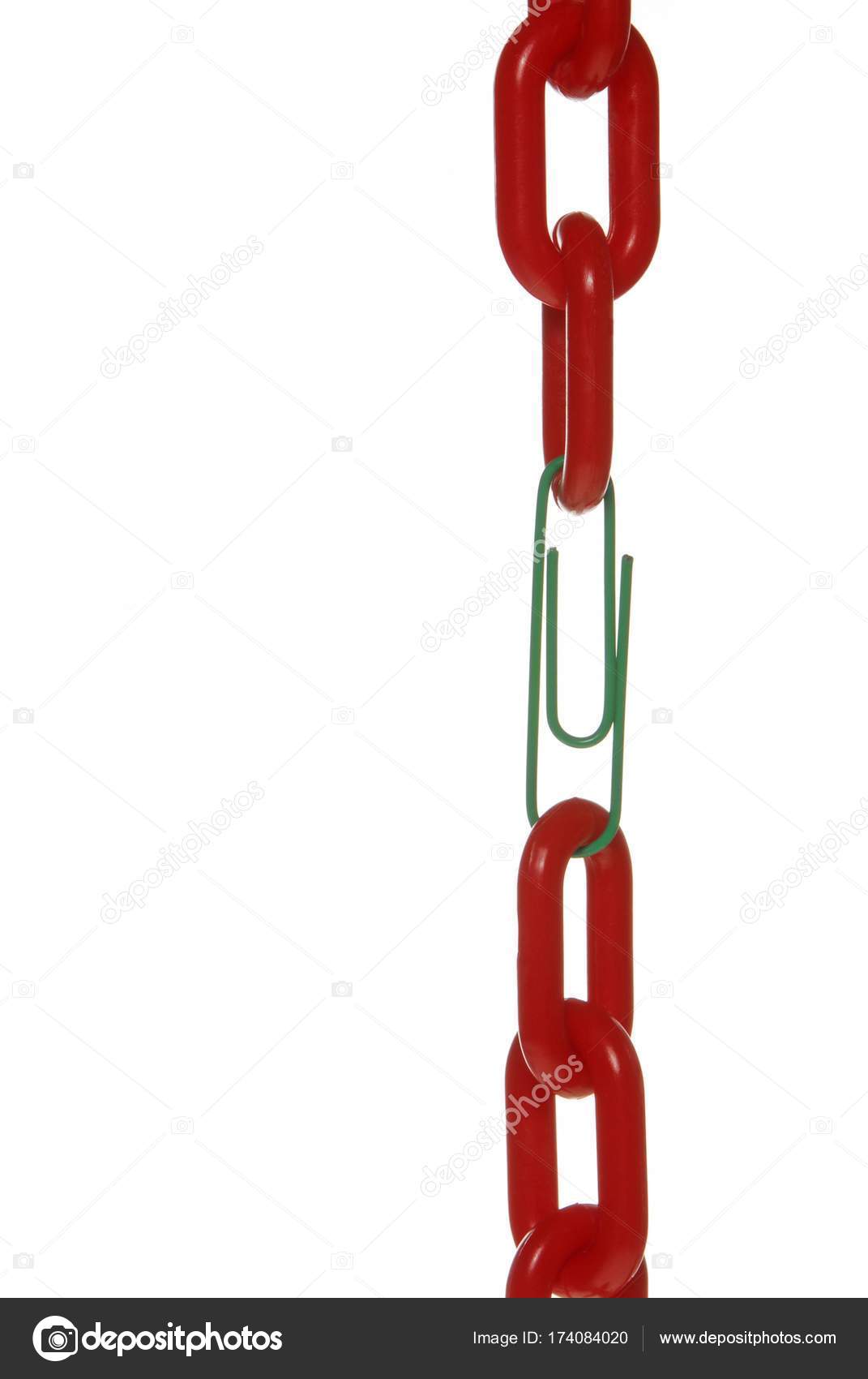Paper Clip Joining Two Chains Symbolic Image Weakest Link — Stock Photo ...