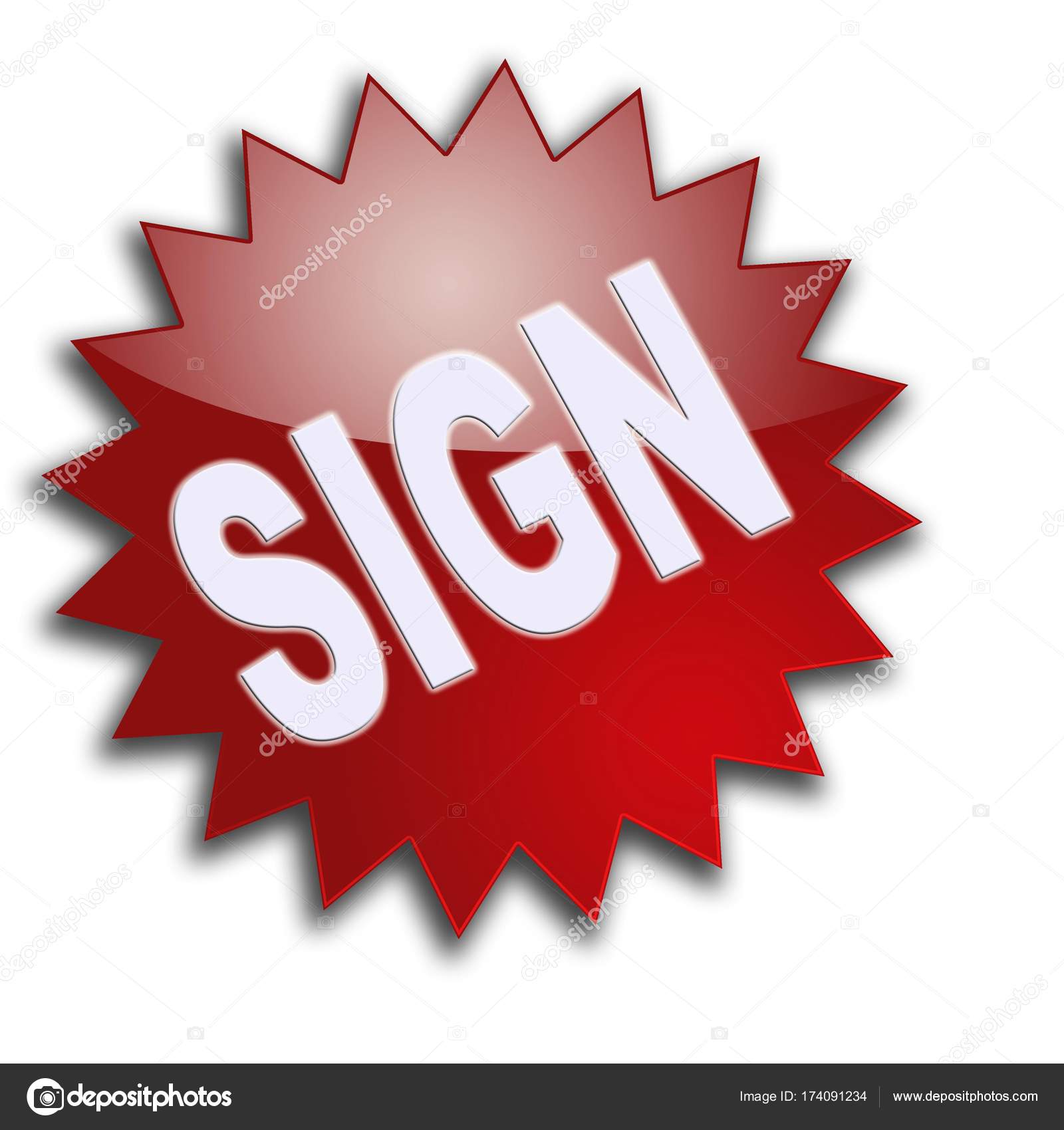 Lettering Sign Red Sticker White Background Stock Photo by ...