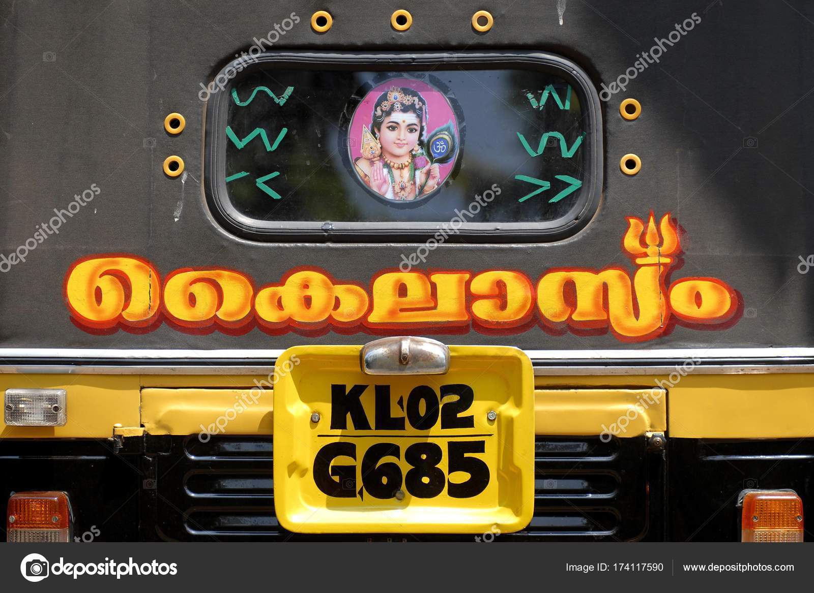 Back Auto Rickshaw Malayalam Lettering Depiction Shiva — Stock ...