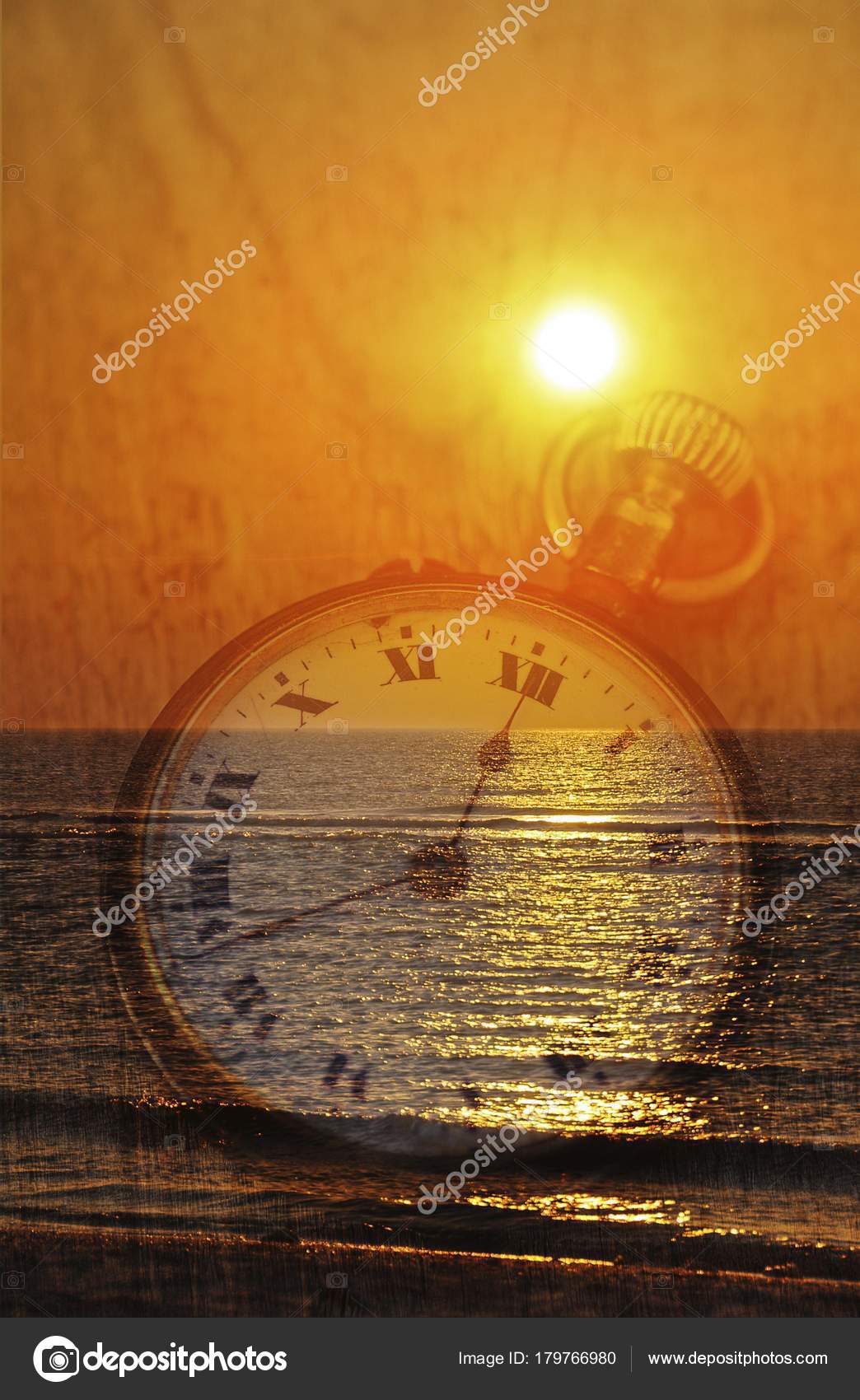 Pocket Watch Sunset View Ocean — Stock Photo © imagebrokermicrostock ...