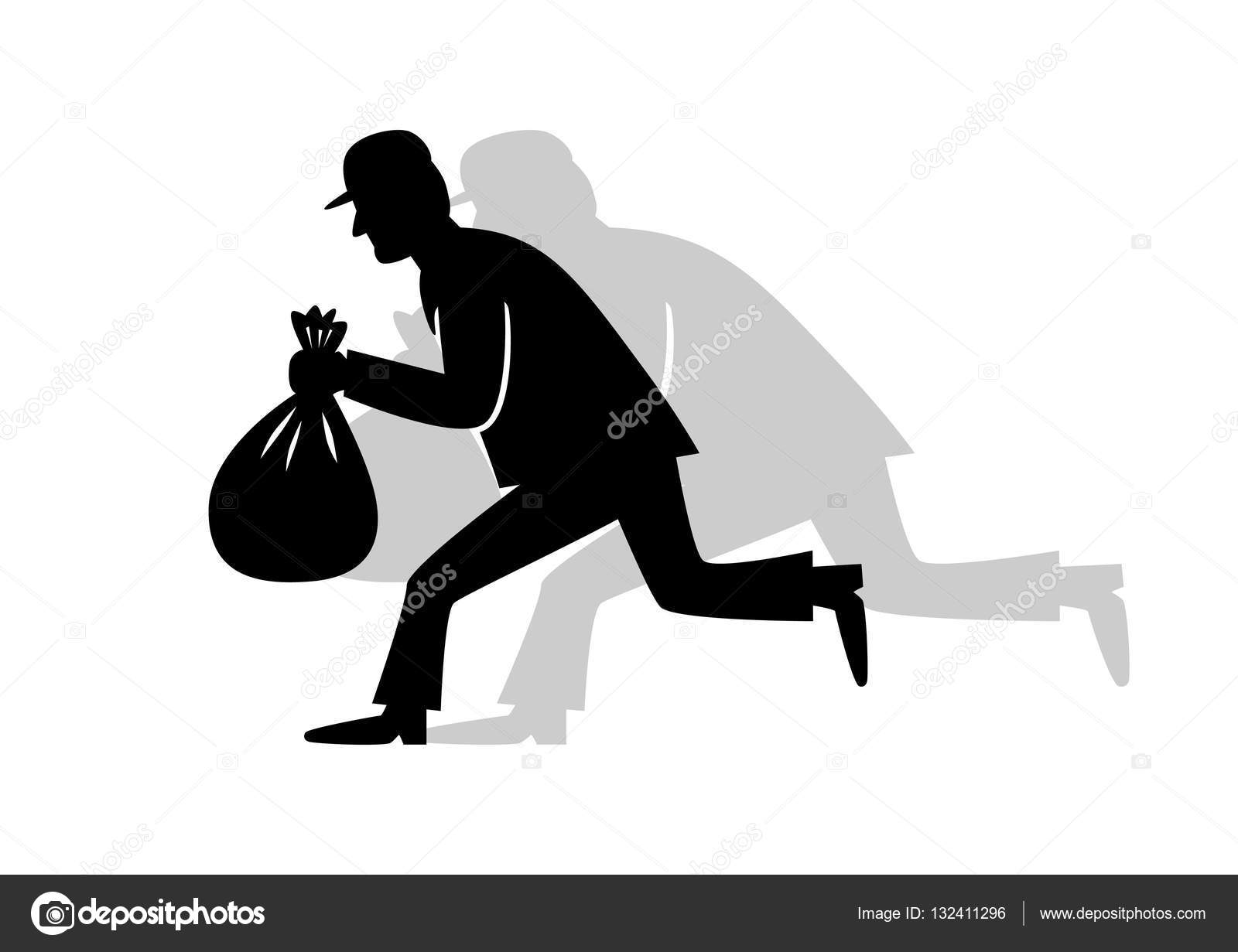 Icono ladrón blanco y negro sobre fondo blanco vector, gráfico ...