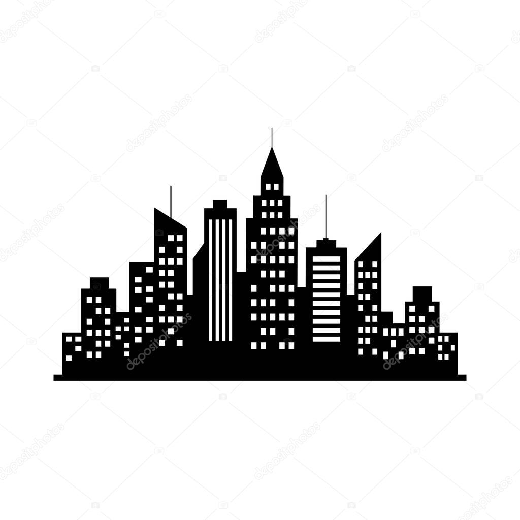Vectores: ciudad | Icono de vector de ciudad negra sobre fondo blanco ...