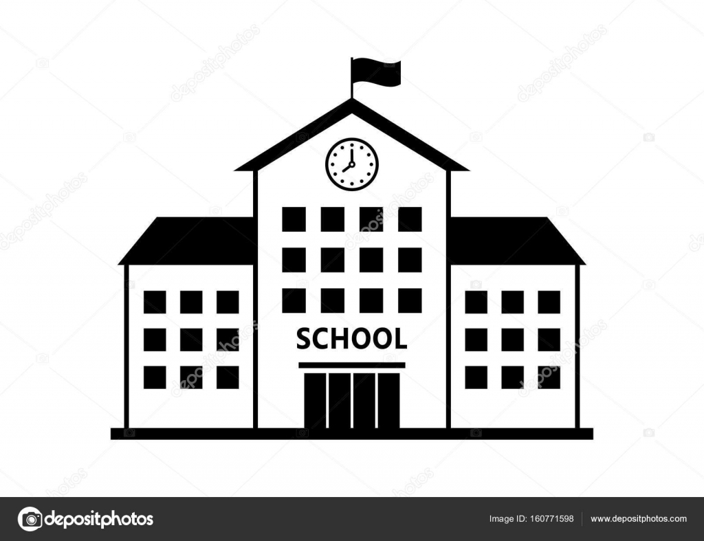School vector icon, isolated building on white background Stock Vector ...