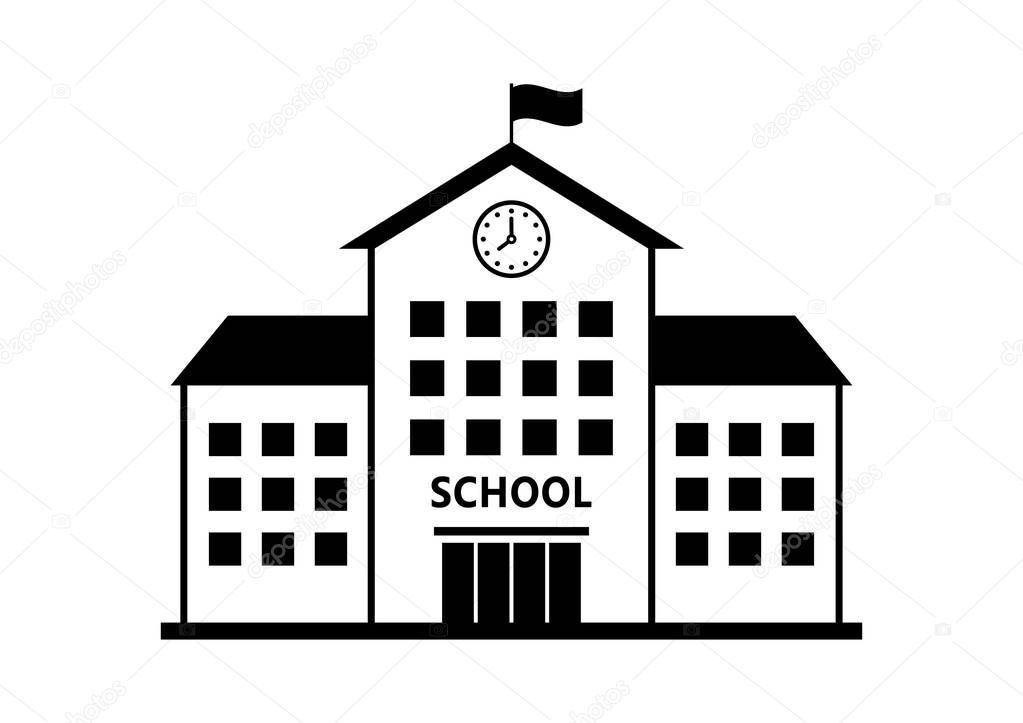 School vector icon, isolated building on white background — Stock ...