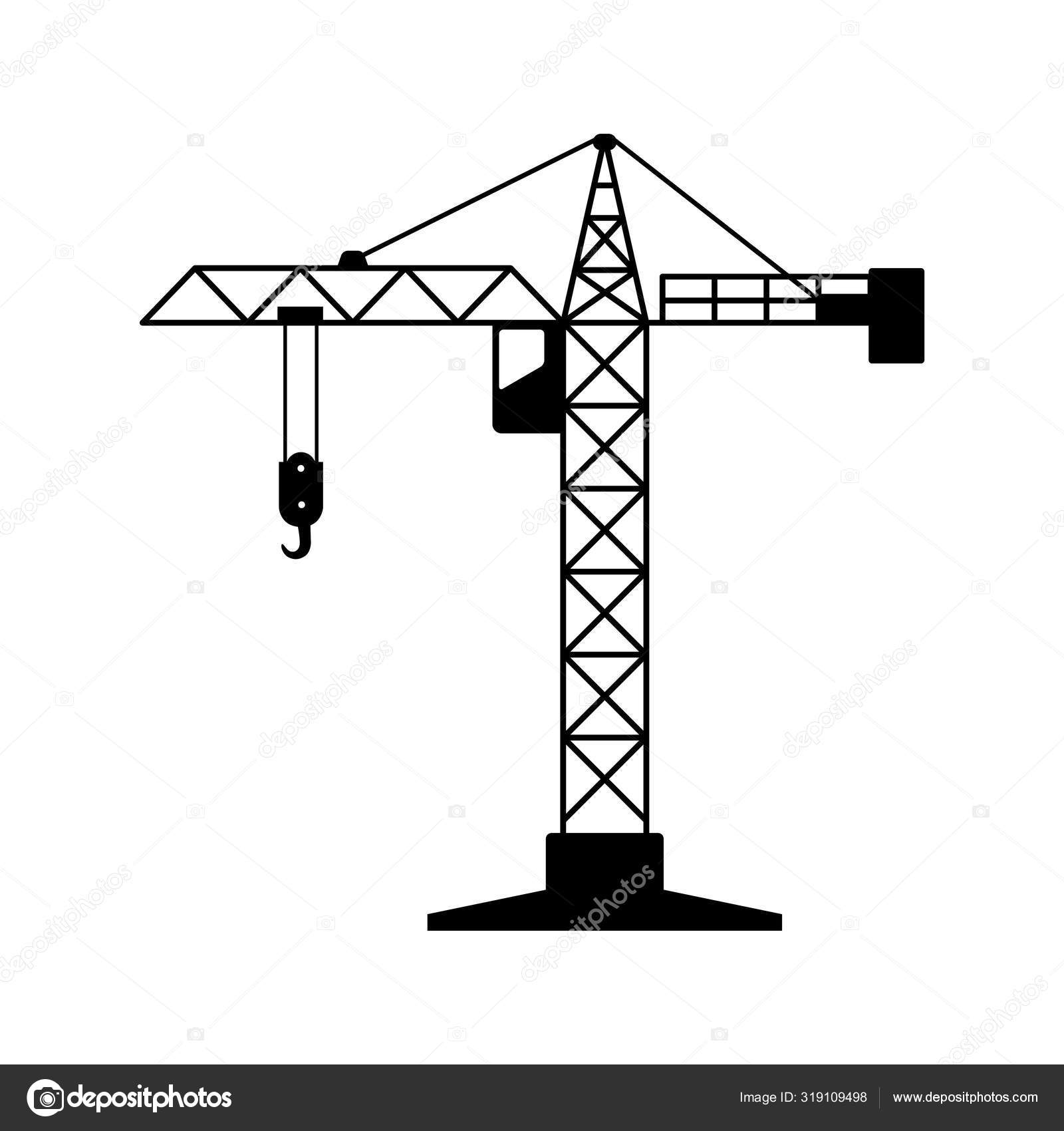 Icône vectorielle grue tour noire sur fond blanc Vecteur par ©Anthonycz ...