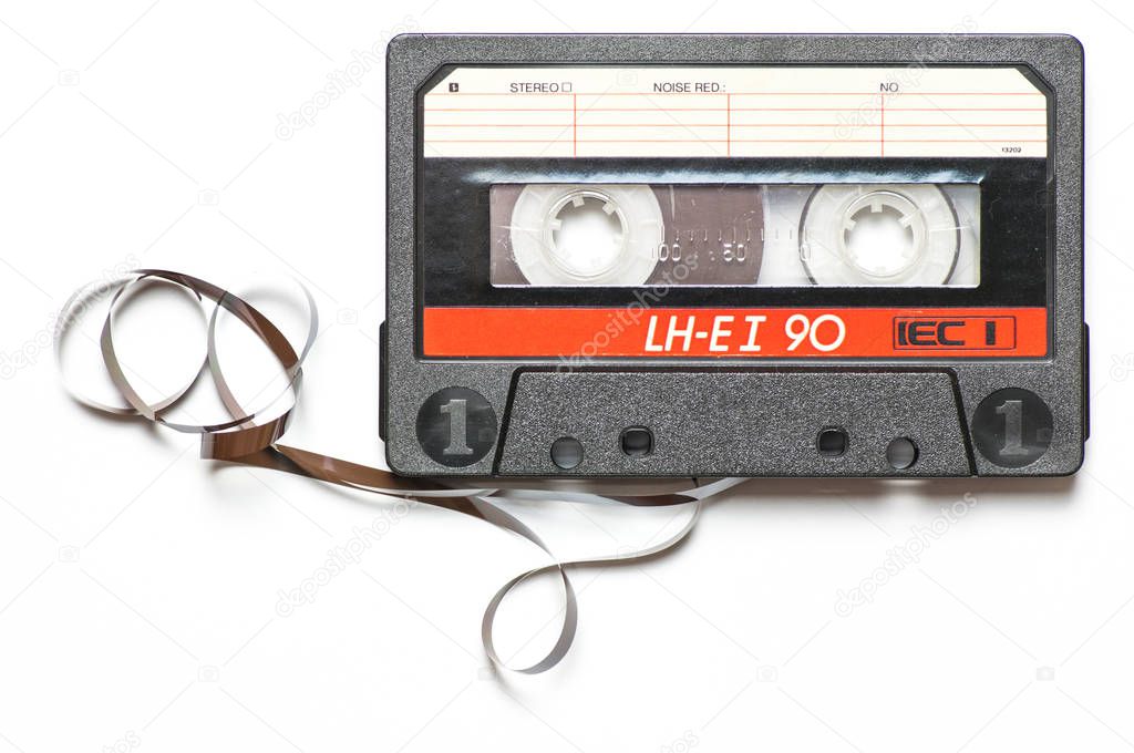 Vintage audio cassette isolated on white Stock Photo by ©DredK 129546586