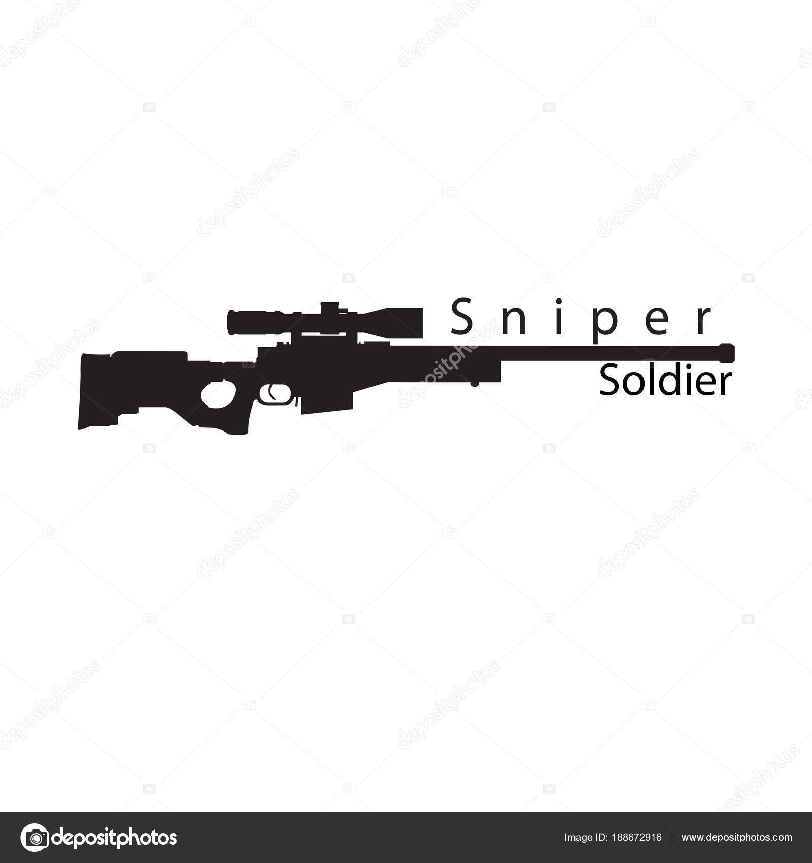 Sniper Soldier Black Text Gun Background Vector Image Stock Vector by ...