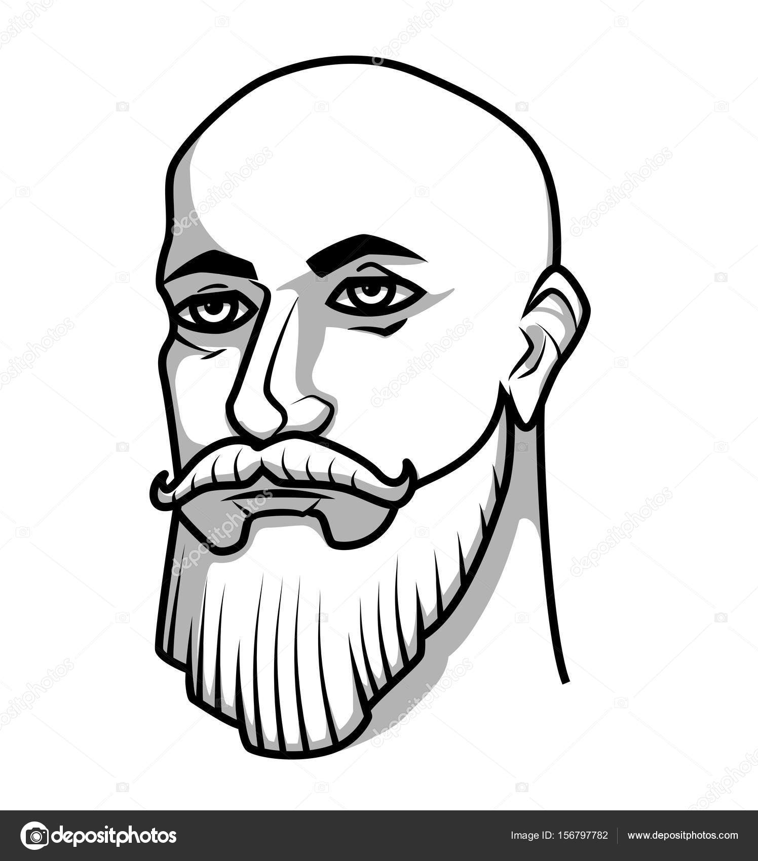 Bald Man With Mustache And Beard — Stock Vector © Blackspring1 156797782