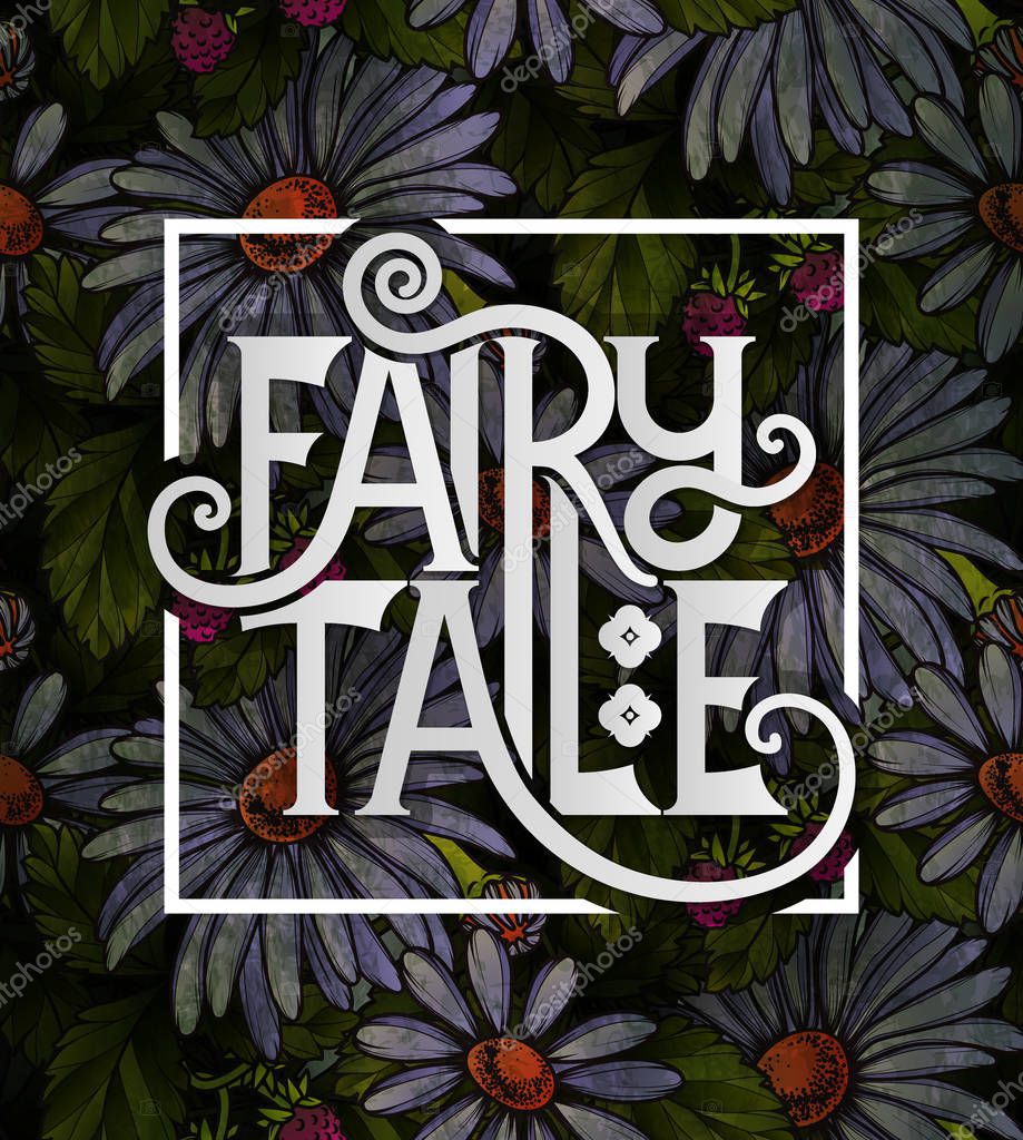 Letras de cuento de hadas decoradas con flores de colores, hojas y ...